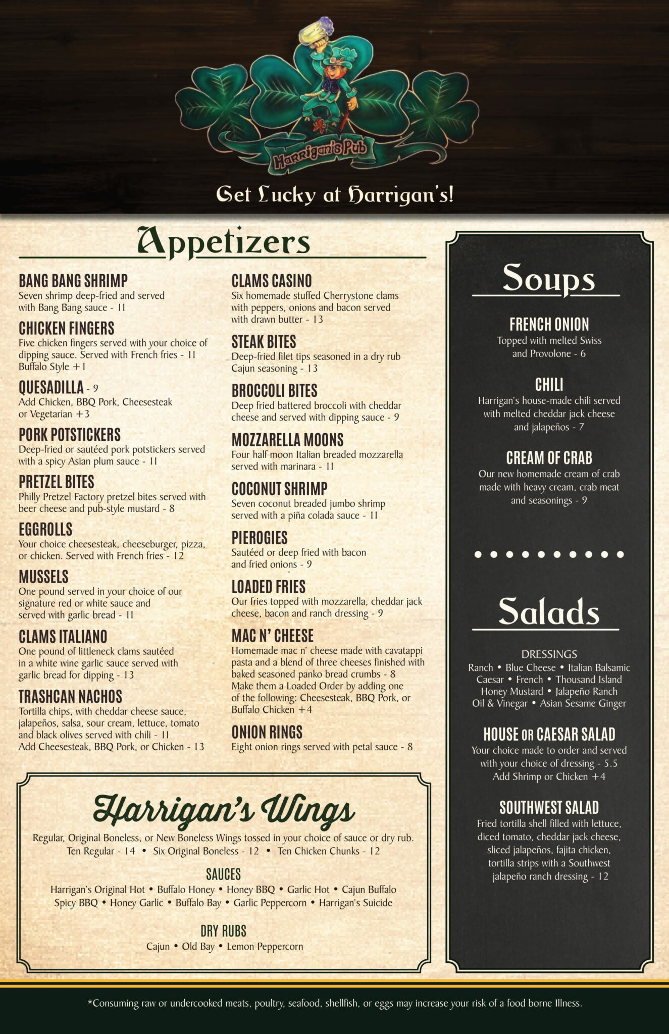 Menu - Harrigan's Pub Bucks County's Favorite Pub.